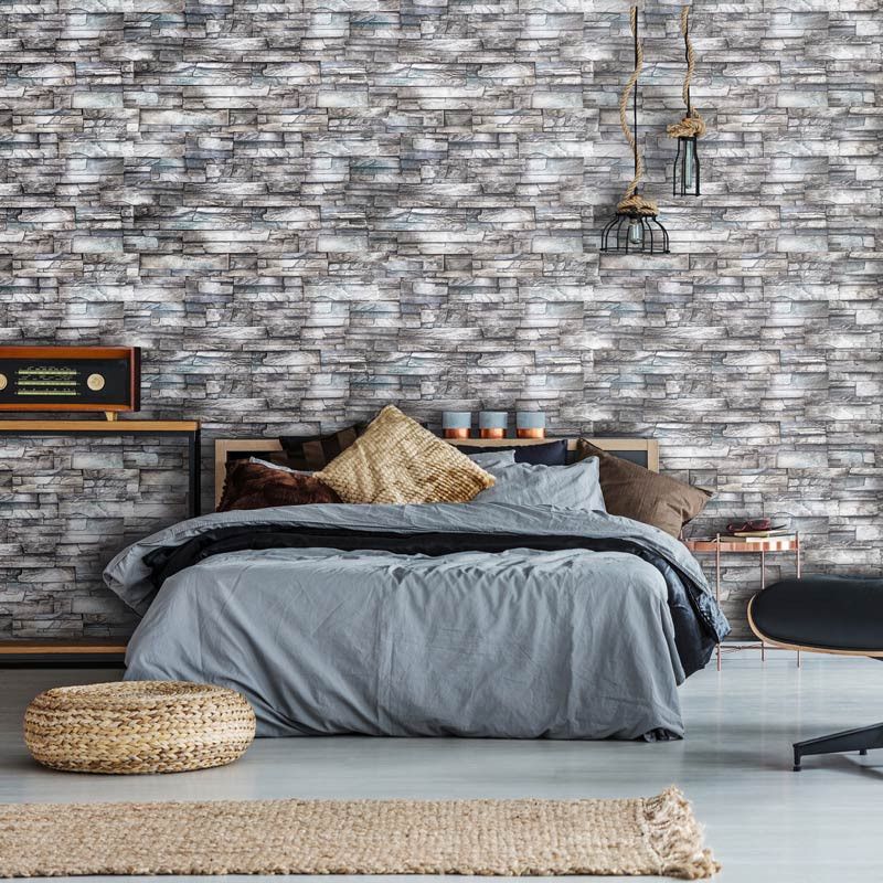 Fotobehang Decoratieve Stenen Muur Grijs