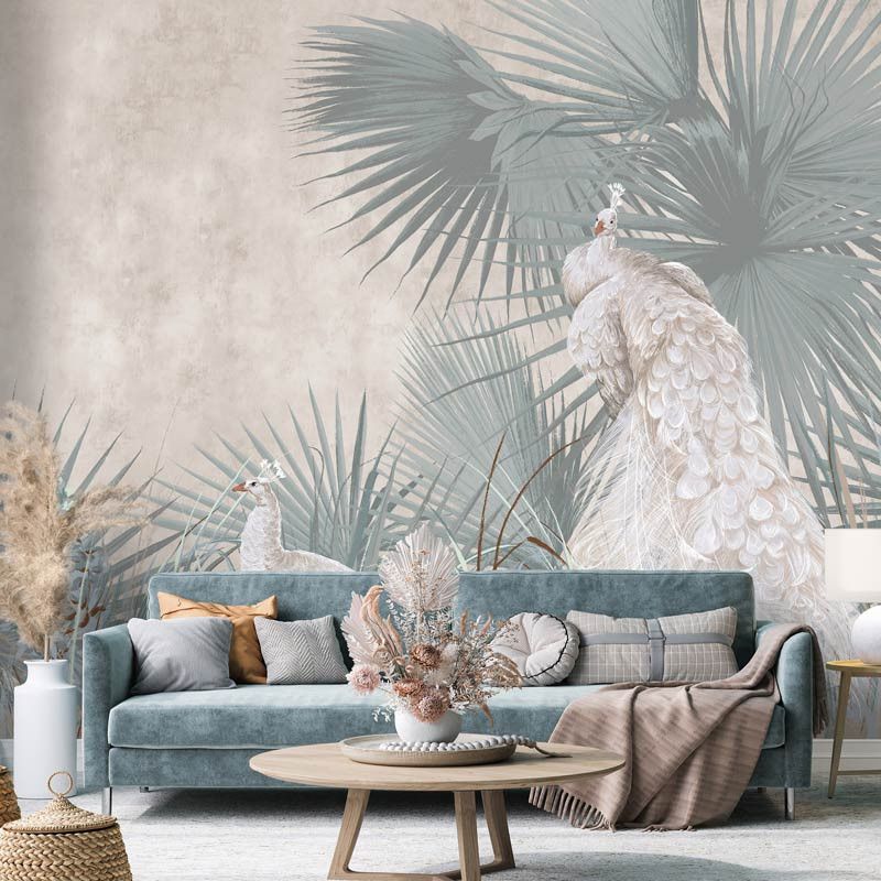 Fotobehang Pauwen in Tropische Oase | Airtex & Vliesbehang op maat