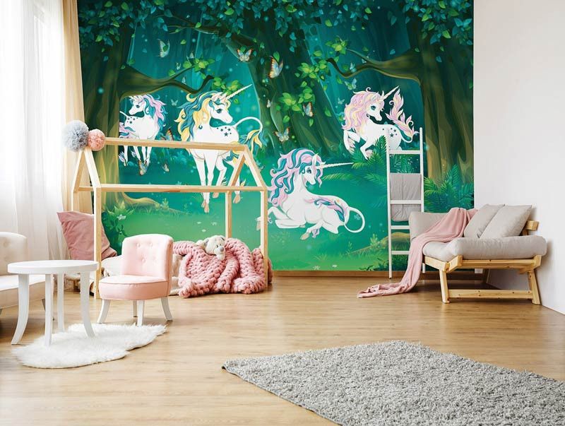 Fotobehang Unicorns Sprookjesbos | Kinderkamer